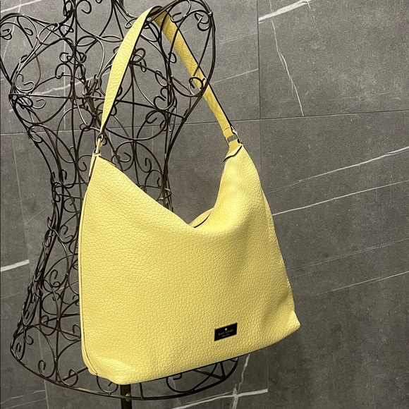 kate spade | Bags | Kate Spade Light Suddle Yellow Leather Hobo Bag W ...